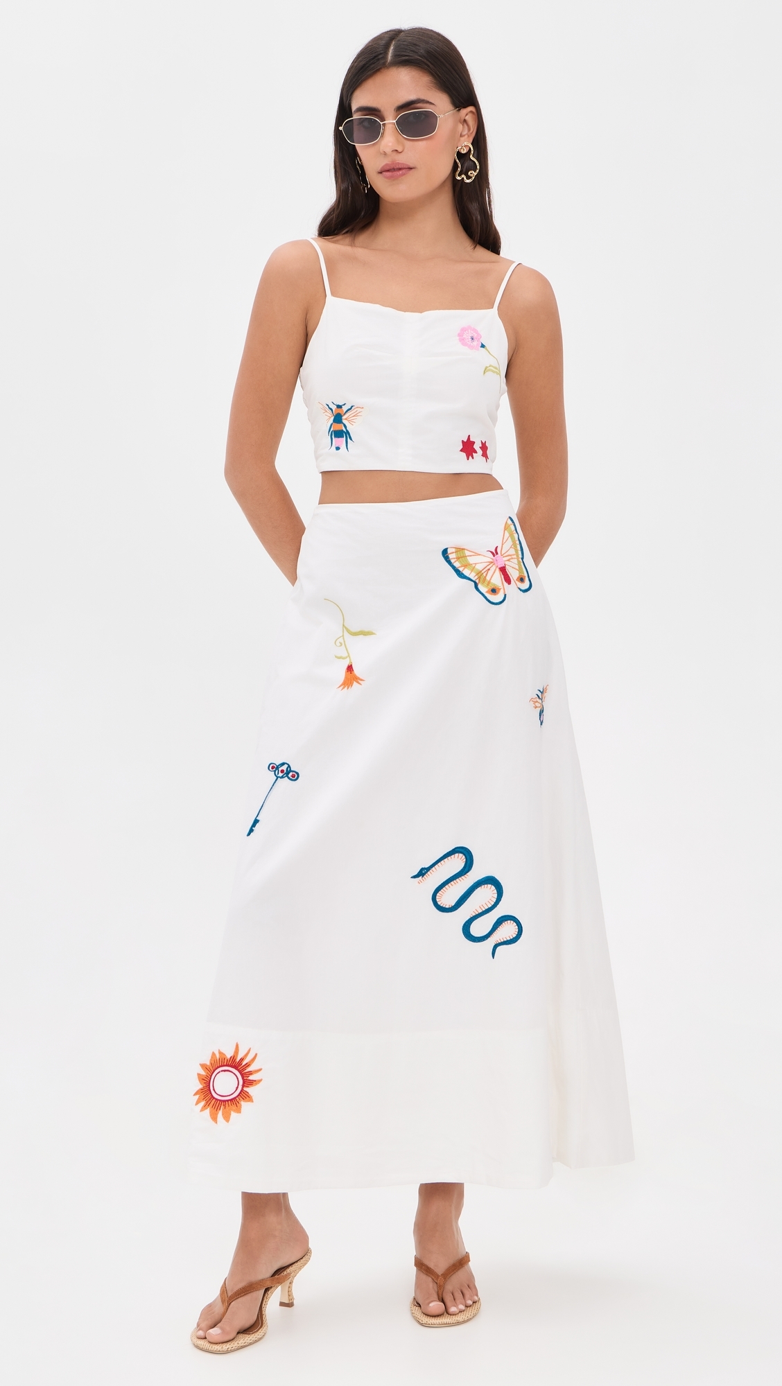 CLEOBELLA Cleobella Eden Embroidered Cotton Poplin Skirt